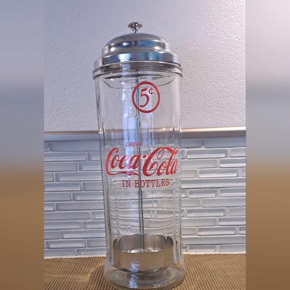 Coca Cola | Kitchen | Coca Cola Straw Dispenser Lift Grab A Straw Glass ...